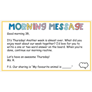 Morning Meeting Greetings, Sharing, Group Activites & Morning Messages
