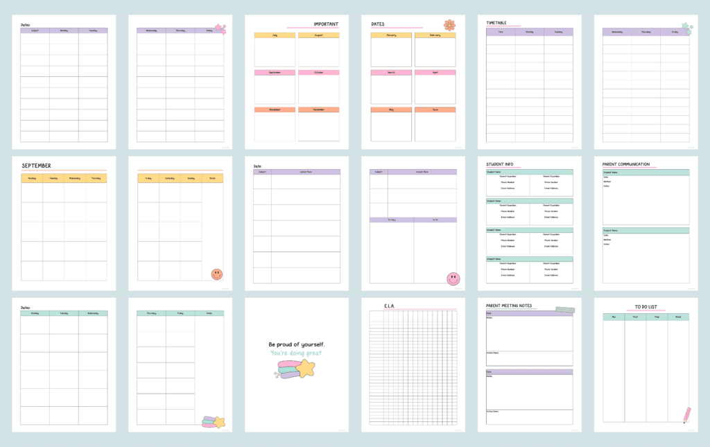 The Best Simple Printable Teacher Planner - Learn Grow Blossom