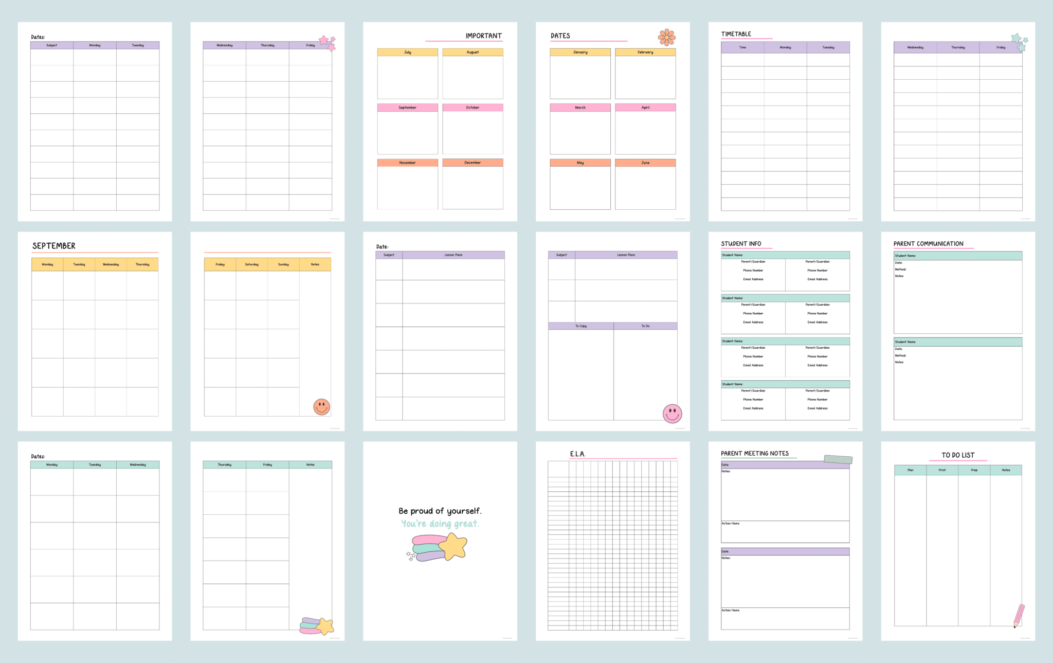 The Best Simple Printable Teacher Planner - Learn Grow Blossom