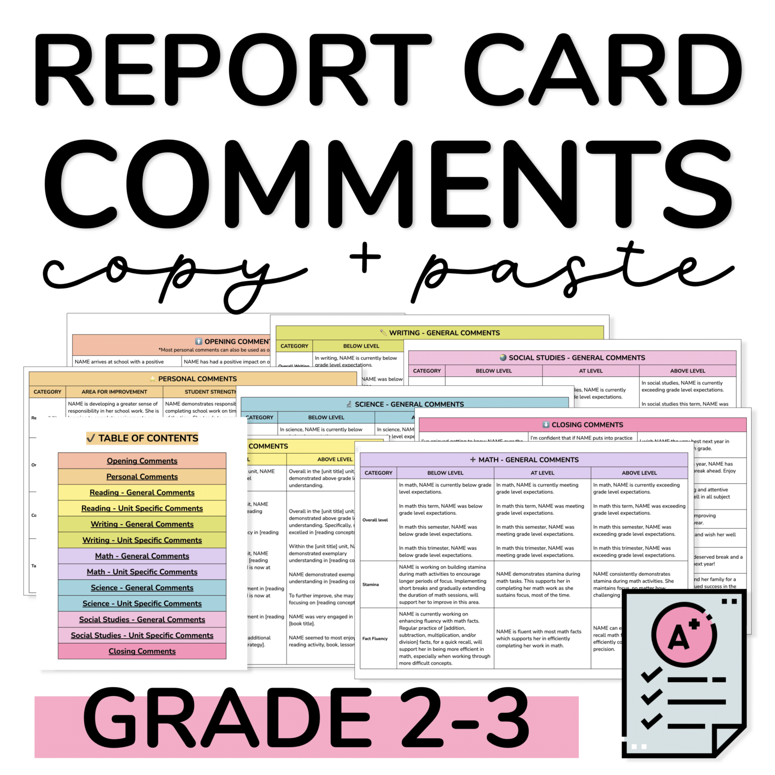 Examples of Report Card Comments for Teachers